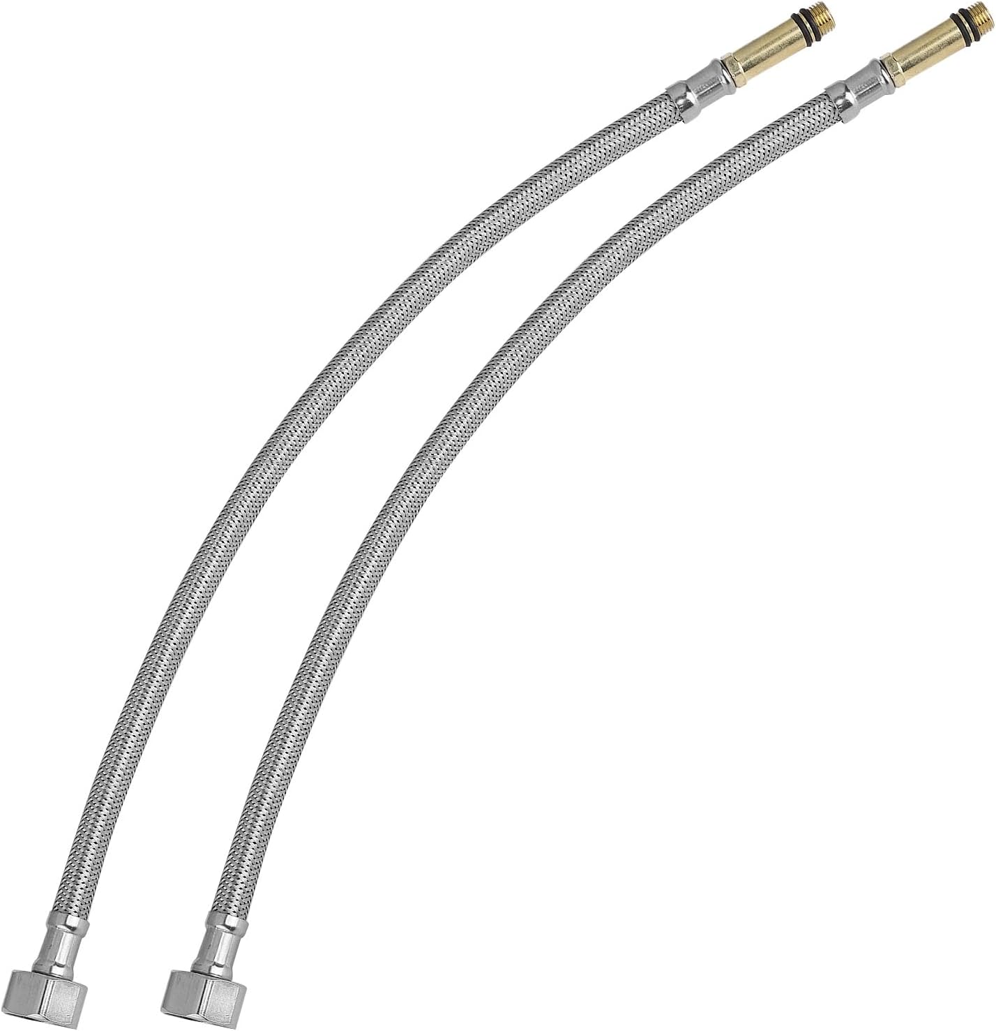 2 Pack Flexible Tap Connectors M10(10mm) x 1/2" Fitting 500mm Long Tap ...
