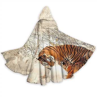 Amazon.com: Tiger in The Snow Hooded Cloak Christmas Halloween Cosplay ...