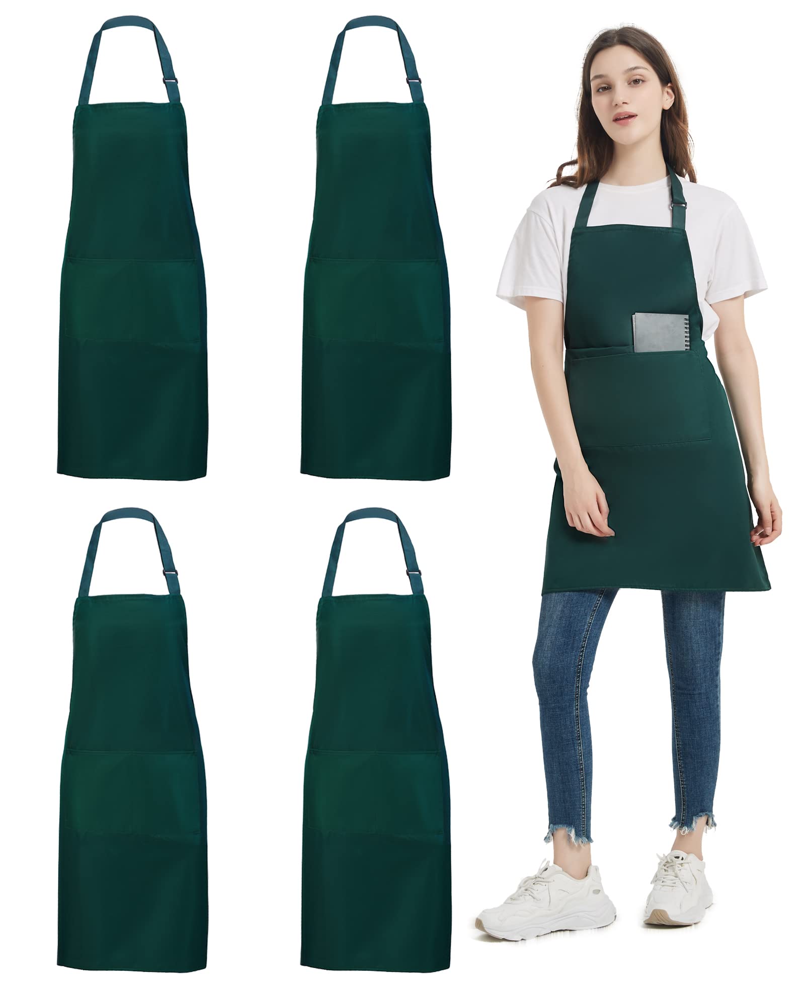 Amazon.com: 4 Pack Chef Apron, Waterproof Apron, Adjustable Apron with ...