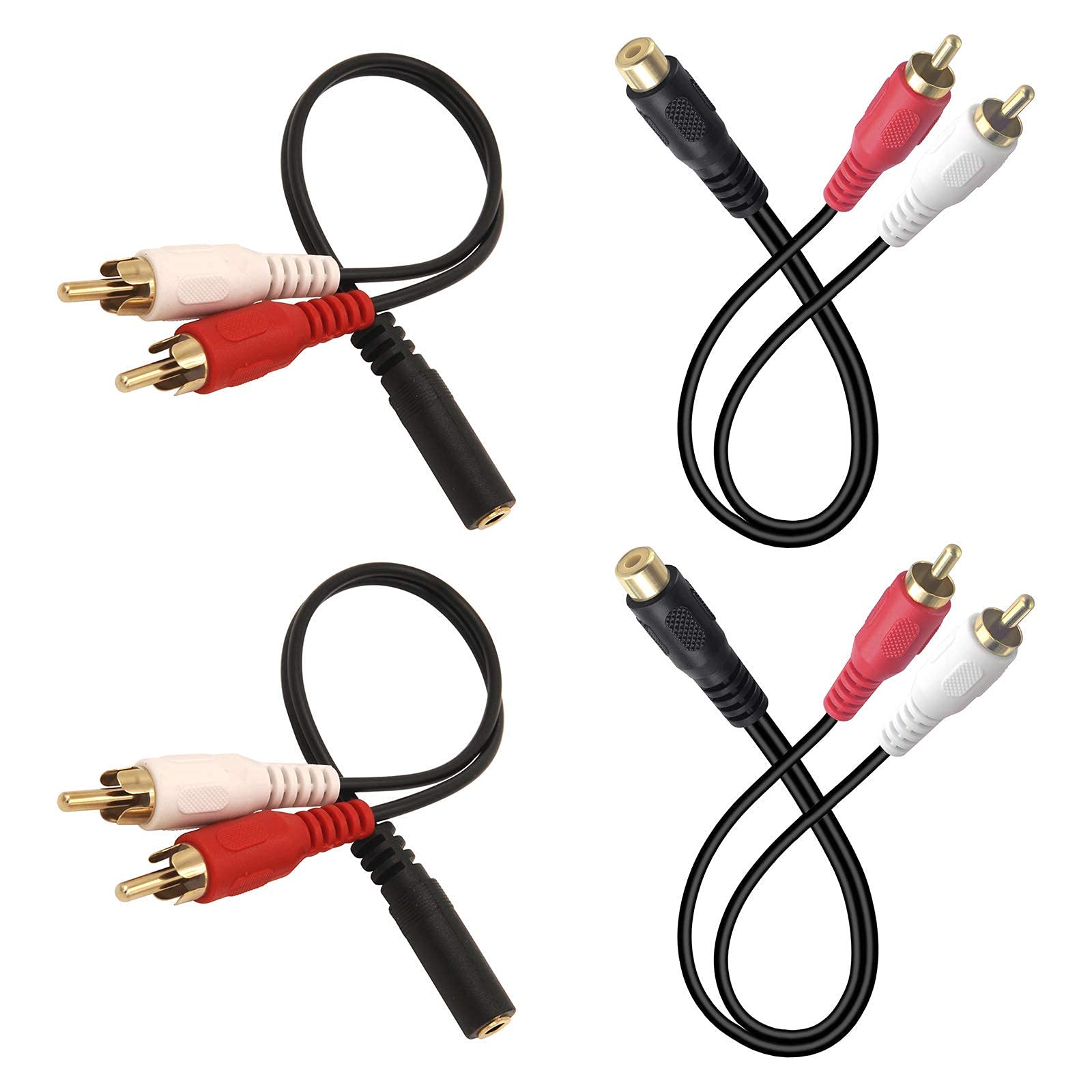 Amazon.com: VCELINK 2-Pack 3.5mm Female to 2 RCA Male Stereo Audio Y ...