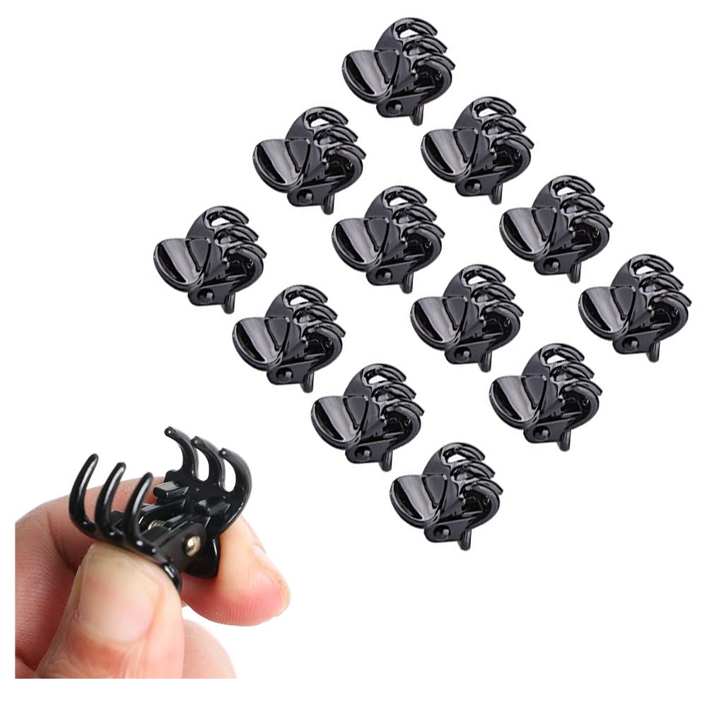 Small Hair Clips x12, Stylish Mini Black Hair Claws, Beauty Accessories ...