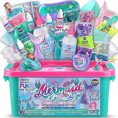Summer Gift Mermaid Slime Kit for Girls, FunKidz Shimmer Slime Making ...