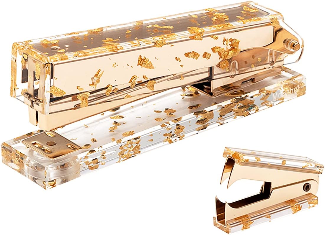 Amazon.com : Acrylic Stapler Gold Leaf with 25 Sheets Capacity and Hold ...