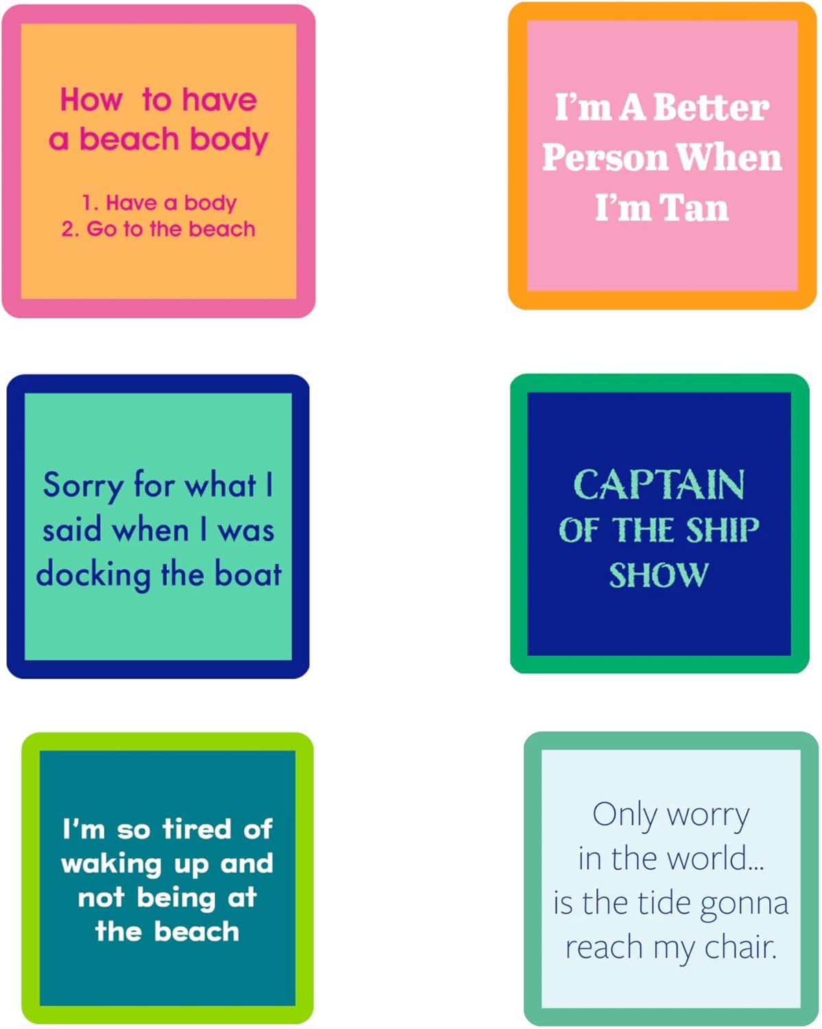 Amazon.com: 6 Pack Coaster Set for The Beach Printed Resin Coaster ...