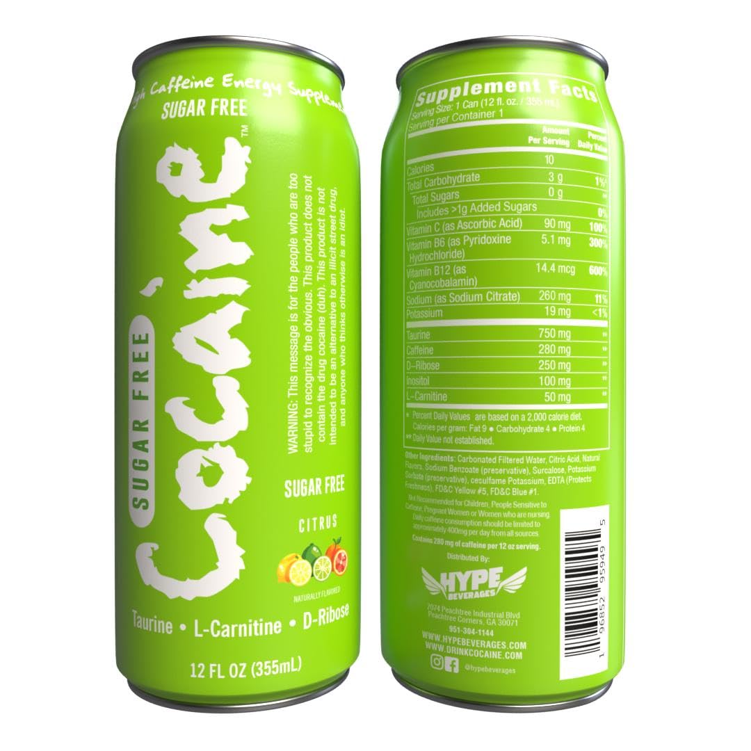 Amazon.com : New Cocaine Energy Drinks 12 ounce cans 12 packs (Citrus ...