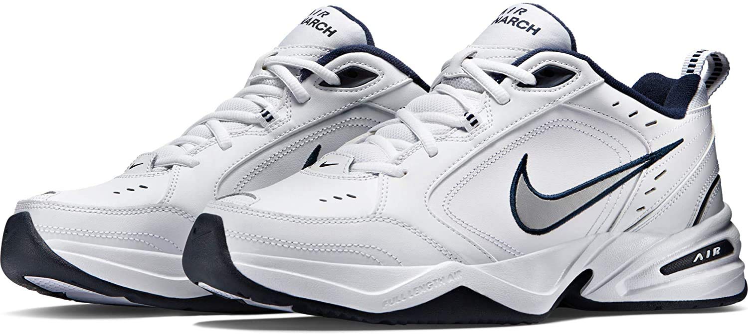 Buy Nike Mens Air Monarch IV 4E Width White Metallic Silver Midnight