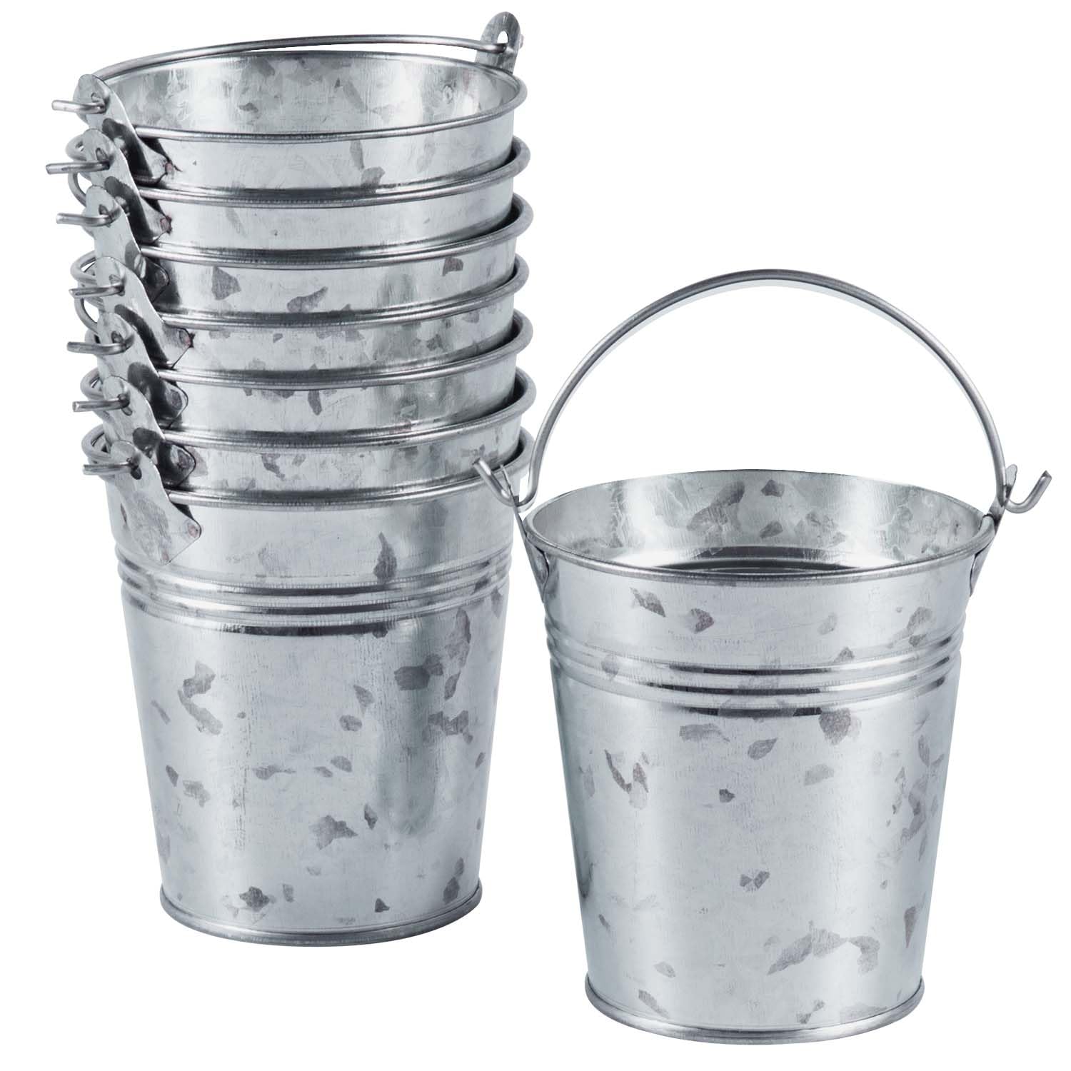 Amazon.com: OBTANIM 8 Pack Galvanized Metal Buckets with Handle Ice ...