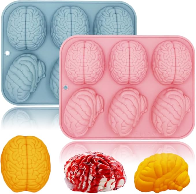 Amazon.com: 2 Styles Human Brain Silicone Molds,2 Pack Realistic 6 ...