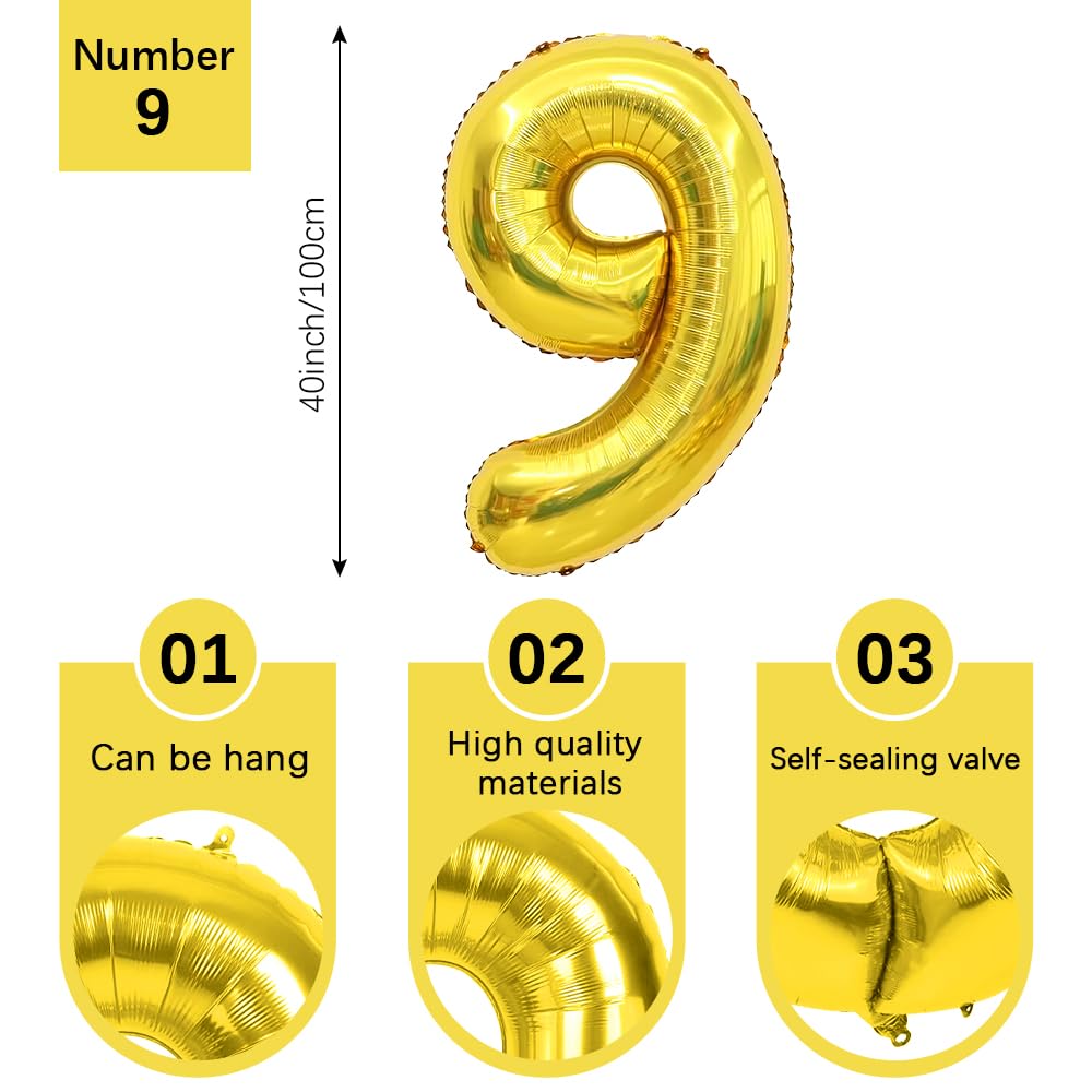 Snapklik.com : Gold Number Balloons 9 40 Inch 9 Helium Number Balloons ...