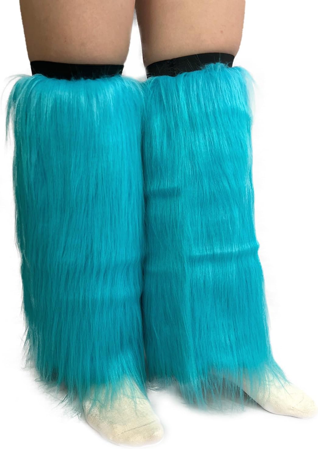 FHQHTH Fuzzy Faux Fur Leg Warmers Fur Heels Long Boots Cuff Cover has ...