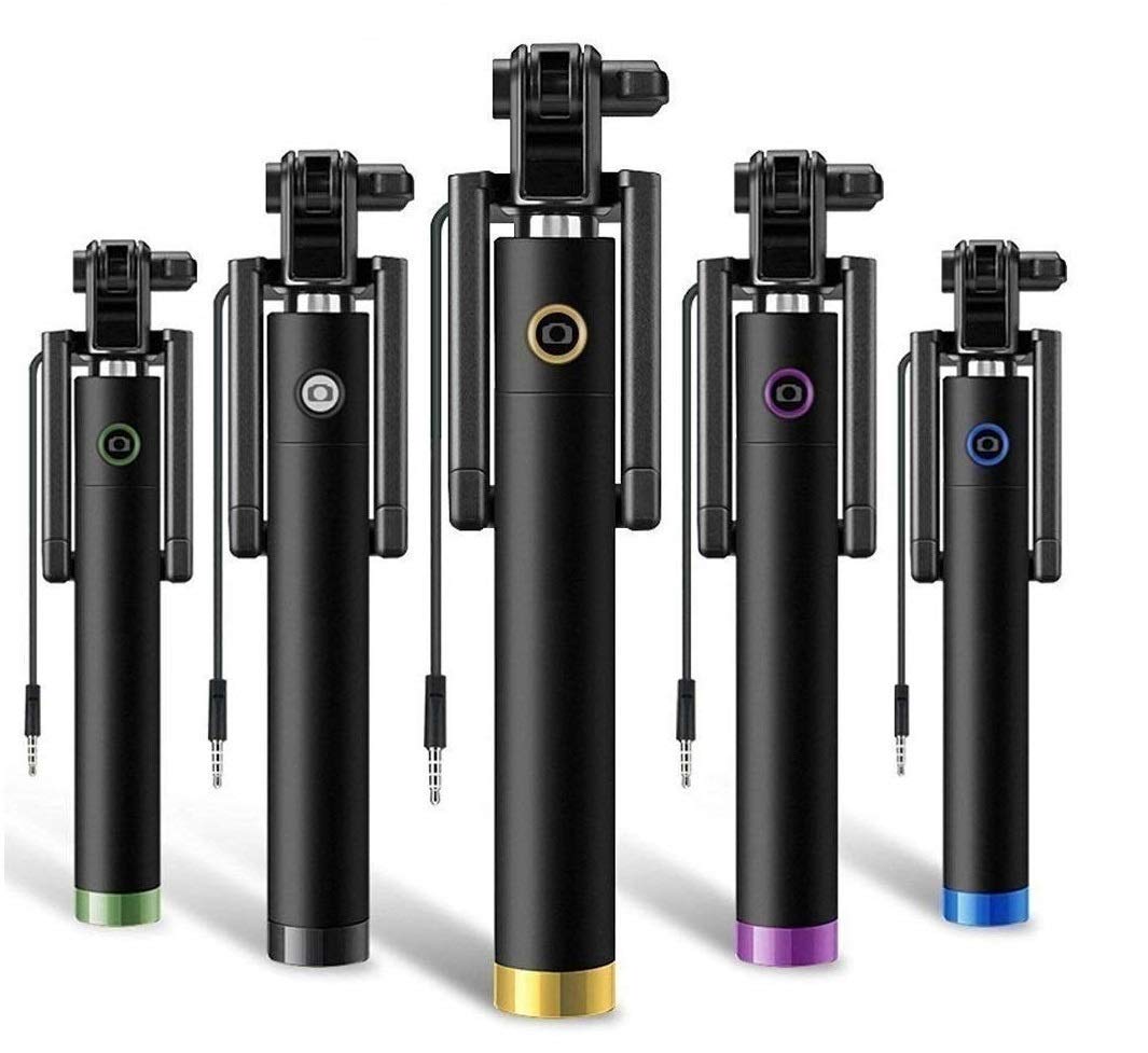 MYG TRADE Selfie Stick with AUX Wire Built-in Remote Pocket Size for ...