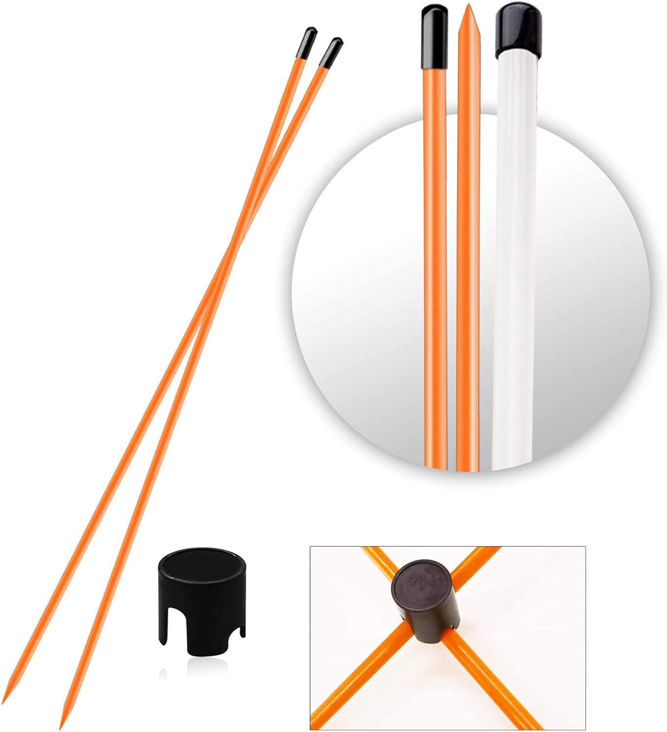 Golf Alignment Stick Training Aid Cover Rods with 2 Connectors Set of 2 ...