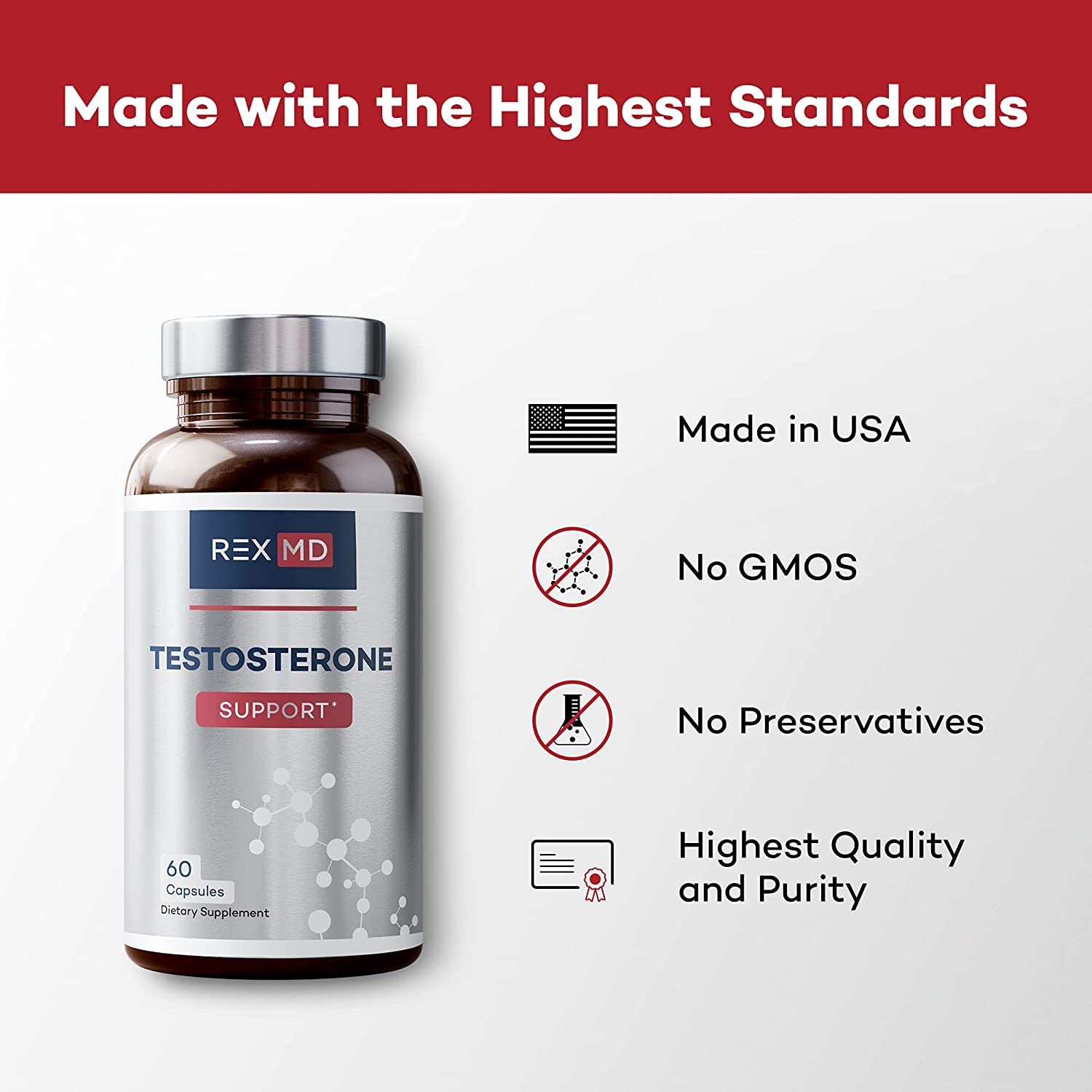 Suplemento de apoyo de testosterona REX MD para hombres | Formulado ...