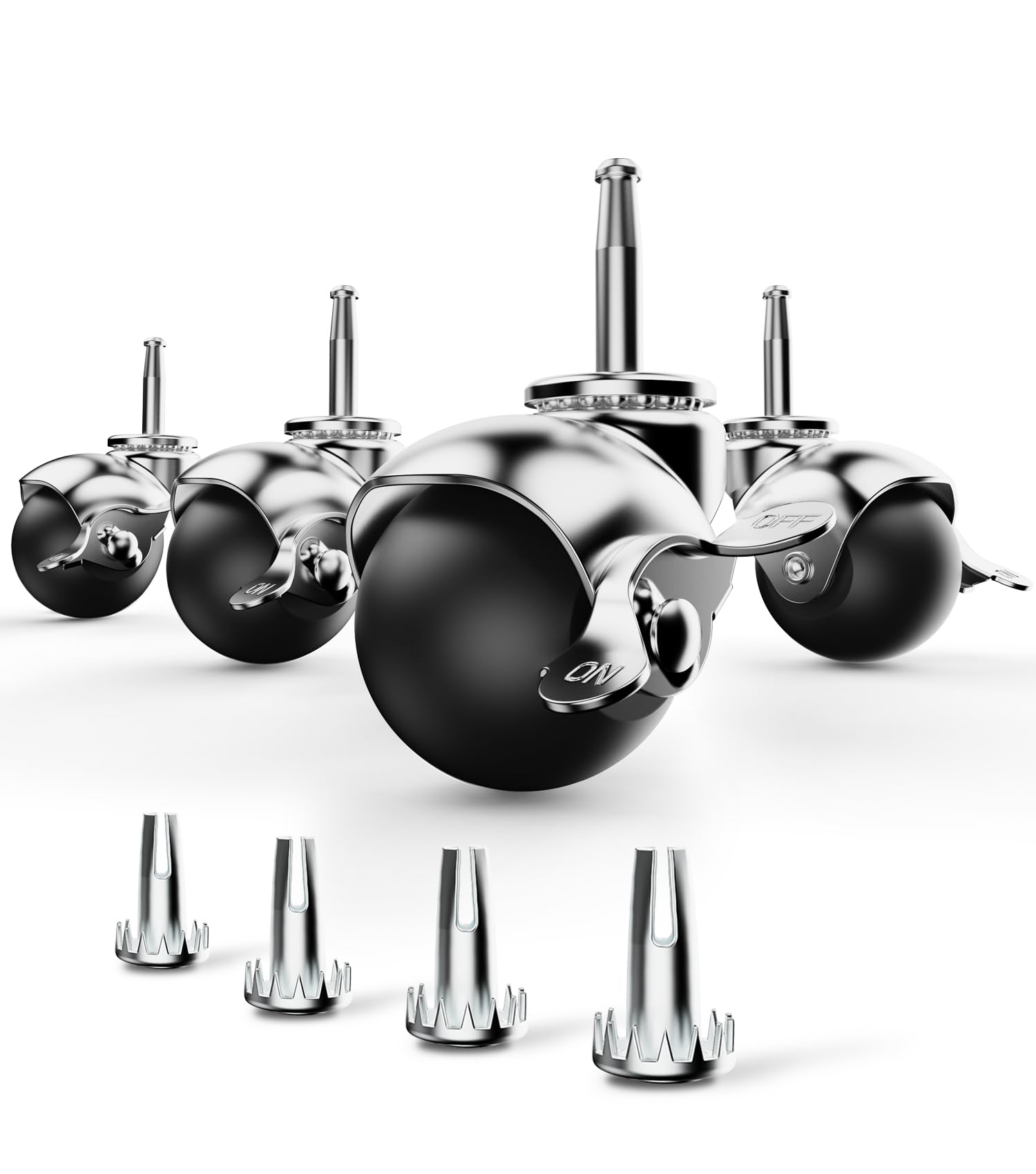 Snapklik.com : HOLKIE 2 Inch Ball Caster Wheels Locking Stem Casters ...
