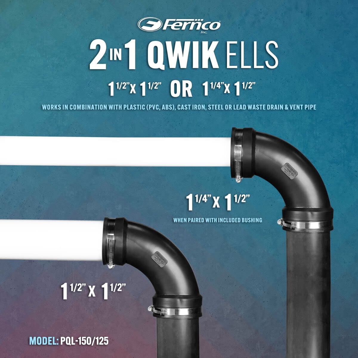 Snapklik.com : Fernco 1.5" Flexible PVC 90-Degree Elbow Includes ...