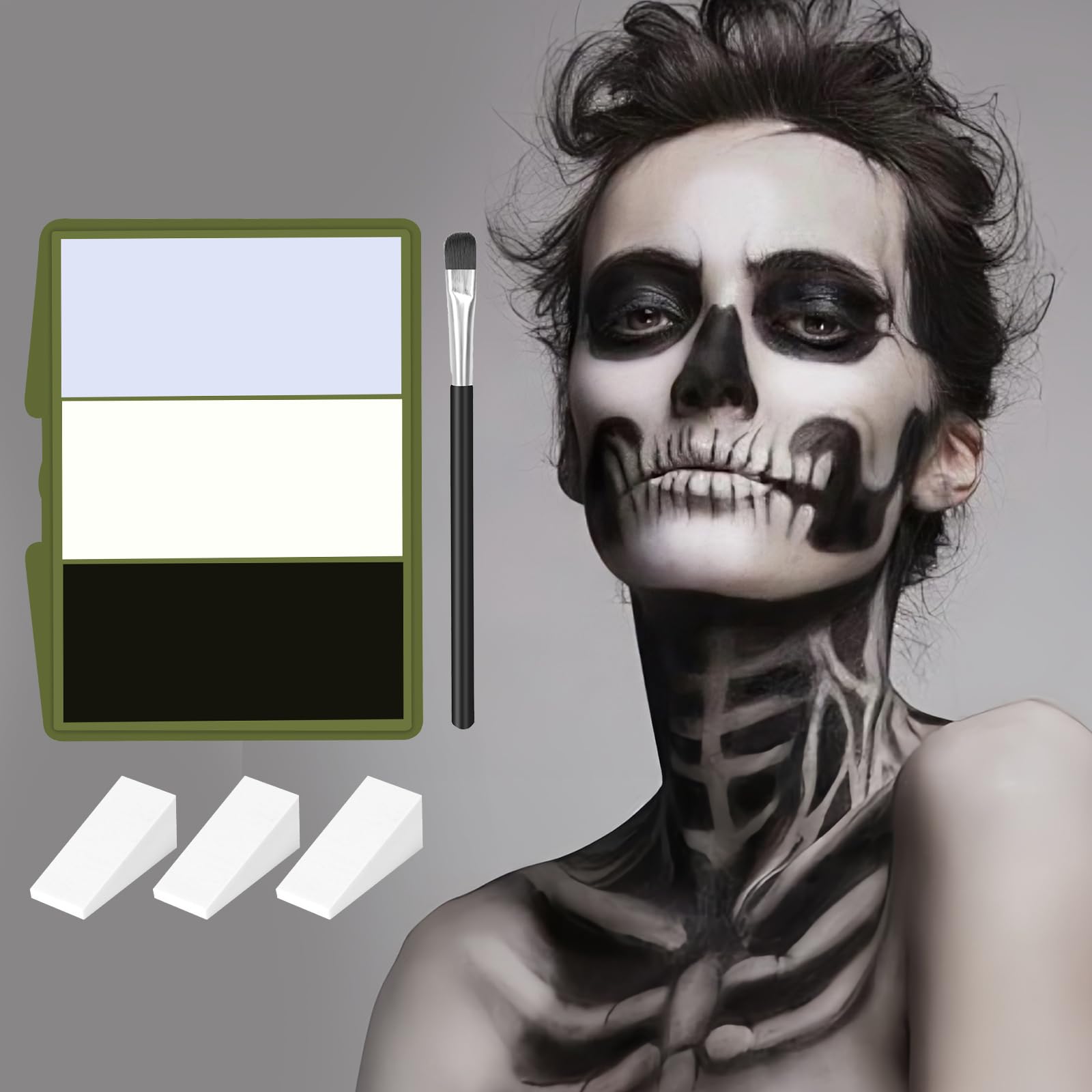 Amazon.com : Halloween Skeleton Makeup, Complete Skeleton/Skull Makeup ...