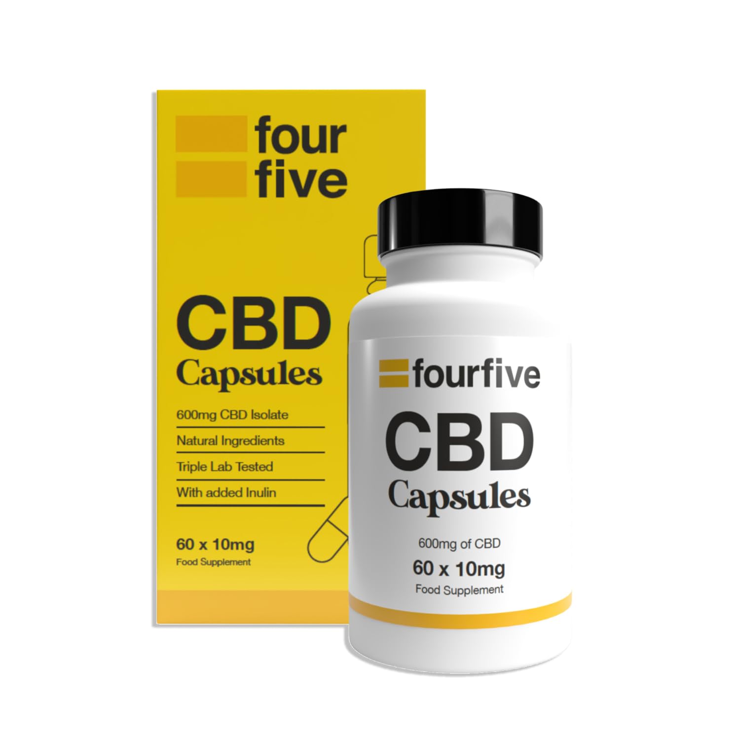 fourfive CBD Capsules 600mg (High Strength) Unflavoured, Muscle Pain ...