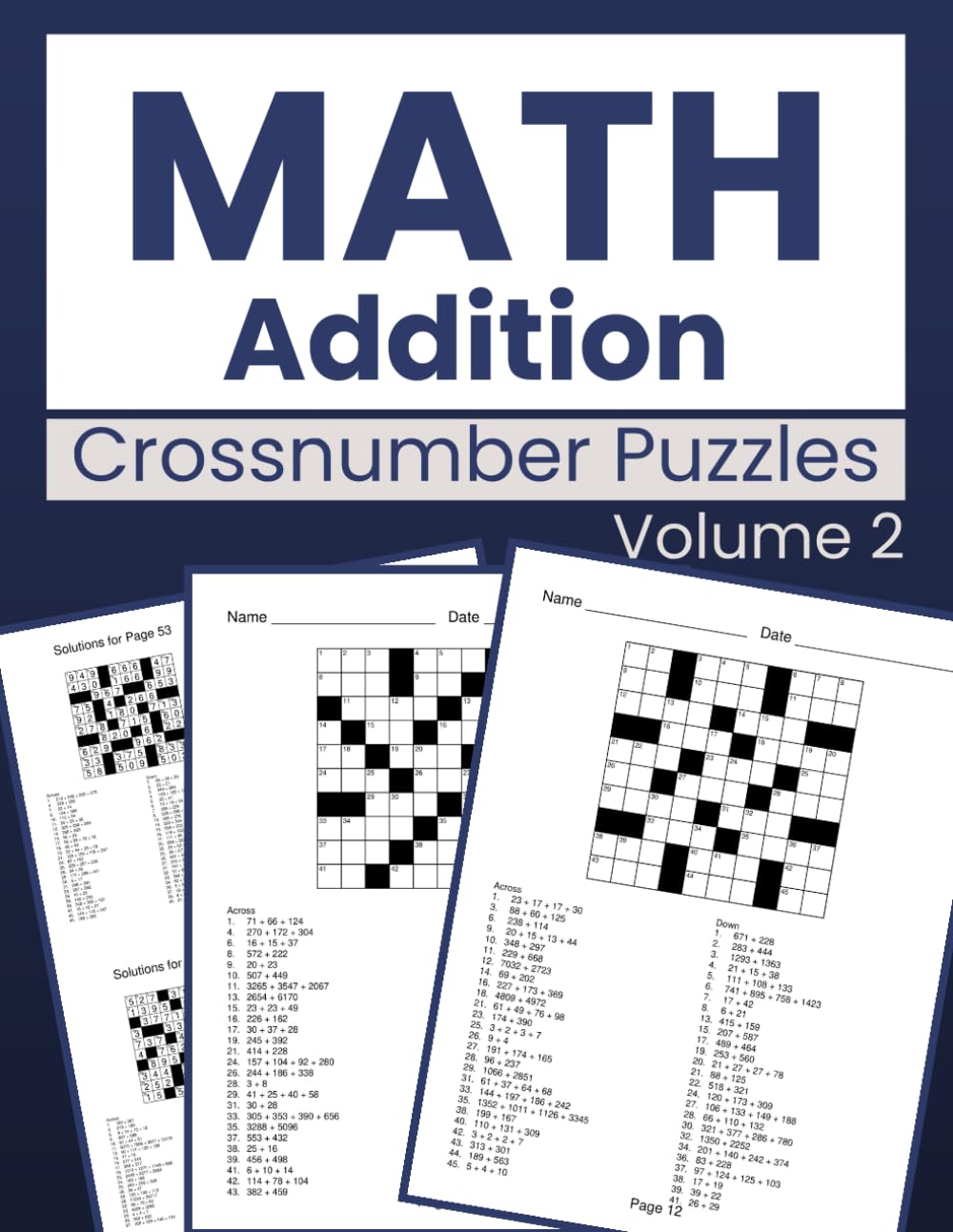 Math Addition Crossnumber Puzzles Volume 2: Challenging Crossnumber ...