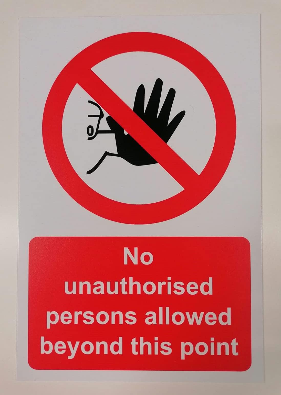 No unauthorised entry safety sign - 1.2mm Rigid plastic 300mm x 200mm ...