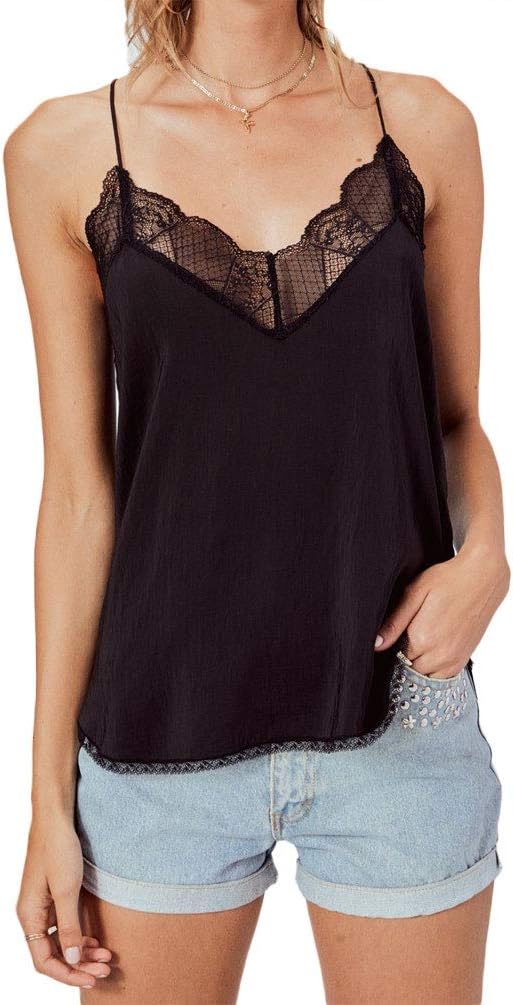 Women's Lace Cami Tank Top Racerback with Adjustable Spaghetti Strap ...