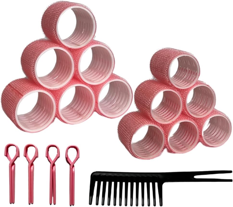 Amazon.com : EHBELIF Jumbo Hair Rollers Set with Clips 34Pcs Rollers ...