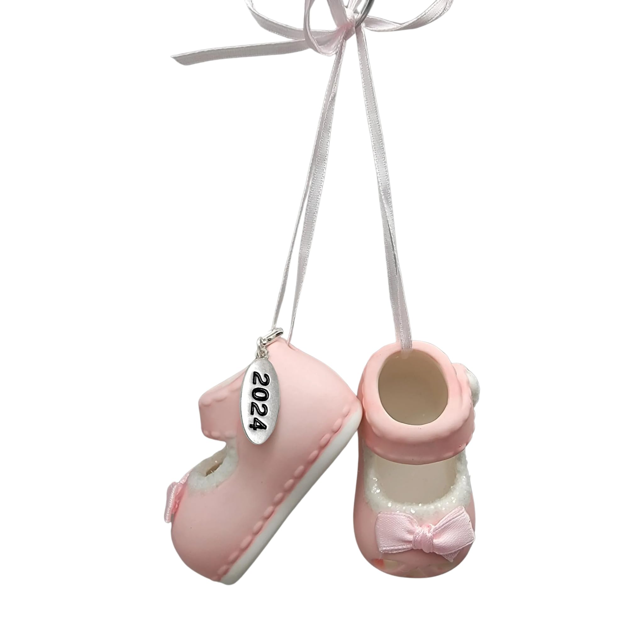 Amazon.com: Babys First Christmas Ornament Baby Girl Booties - Pink ...