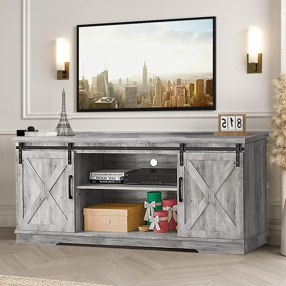 Amazon.com: Amyove Farmhouse TV Stand for 65 Inch TV, Entertainment ...