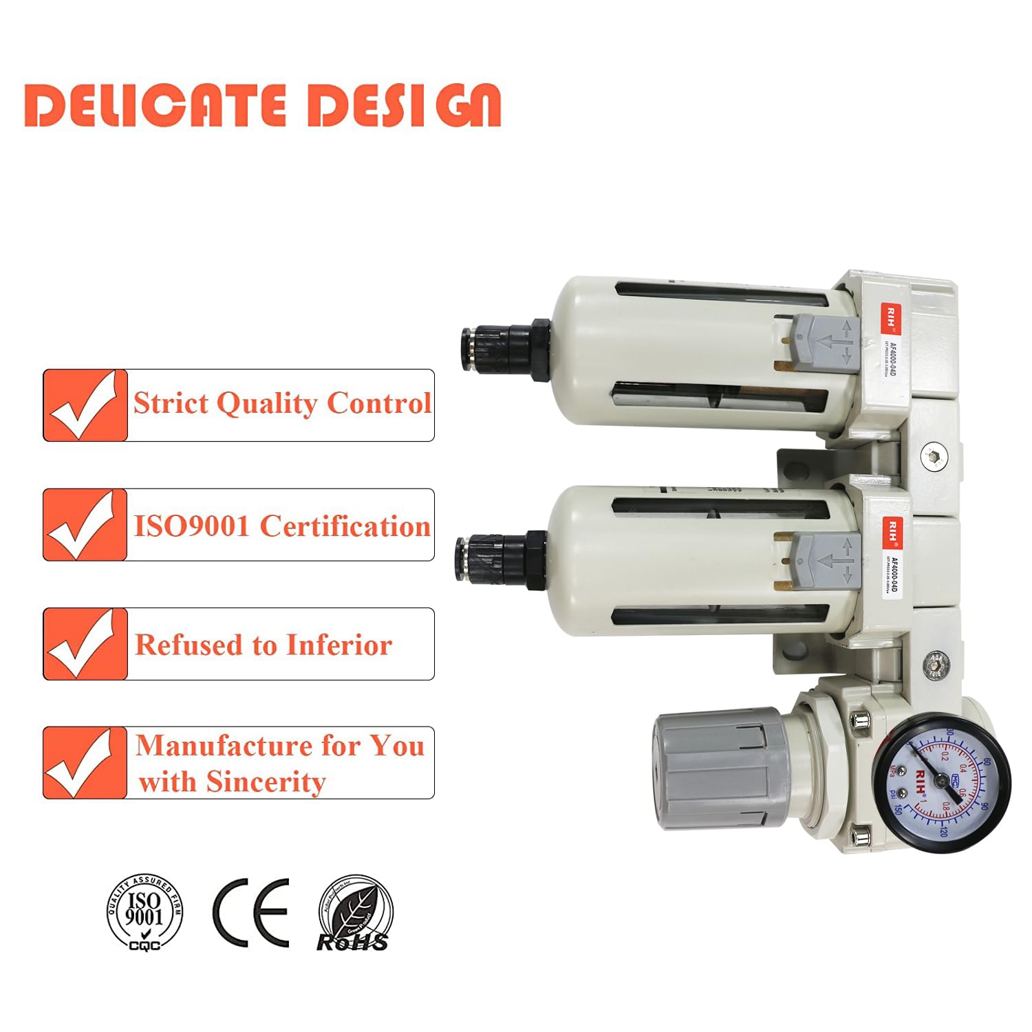 Snapklik.com : RIH Pneumatics 1/2 NPT Auto Drain Compressed Air Double ...