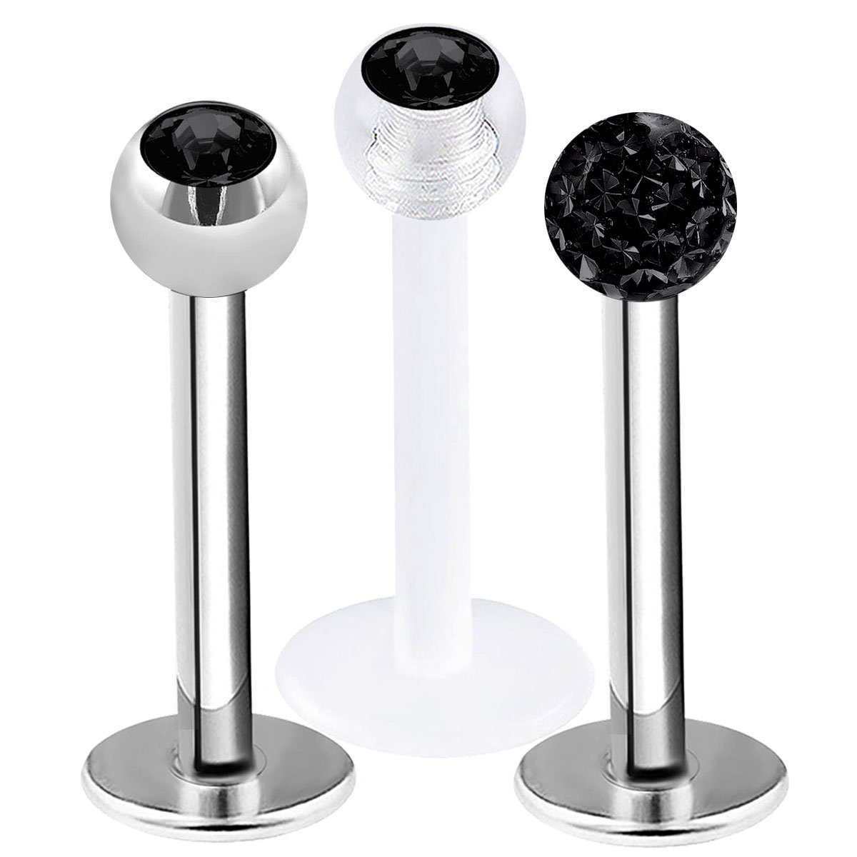 Buy 3pcs 16g Labret Studs Tragus Lip Lobe Monroe Cartilage Snake Bites ...