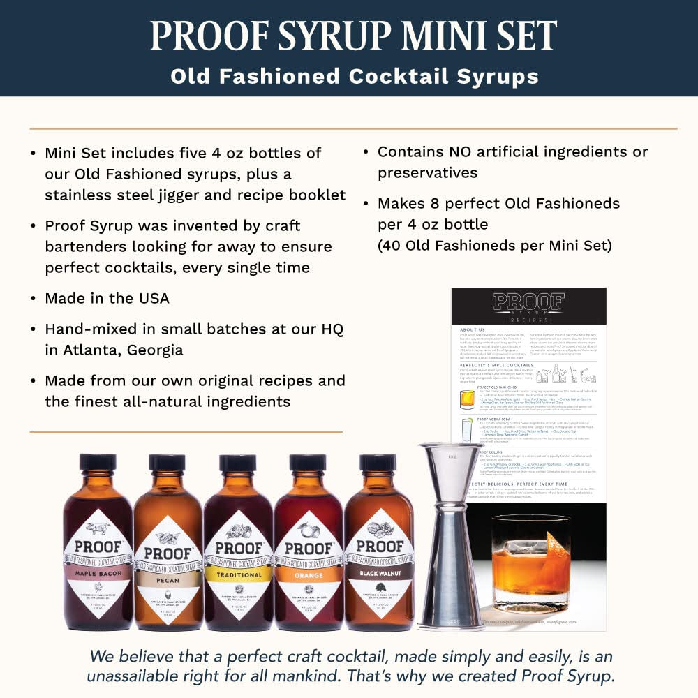 Proof Syrup Old Fashioned Cocktail Mixer Set w/5 Flavors (4oz Bottles ...