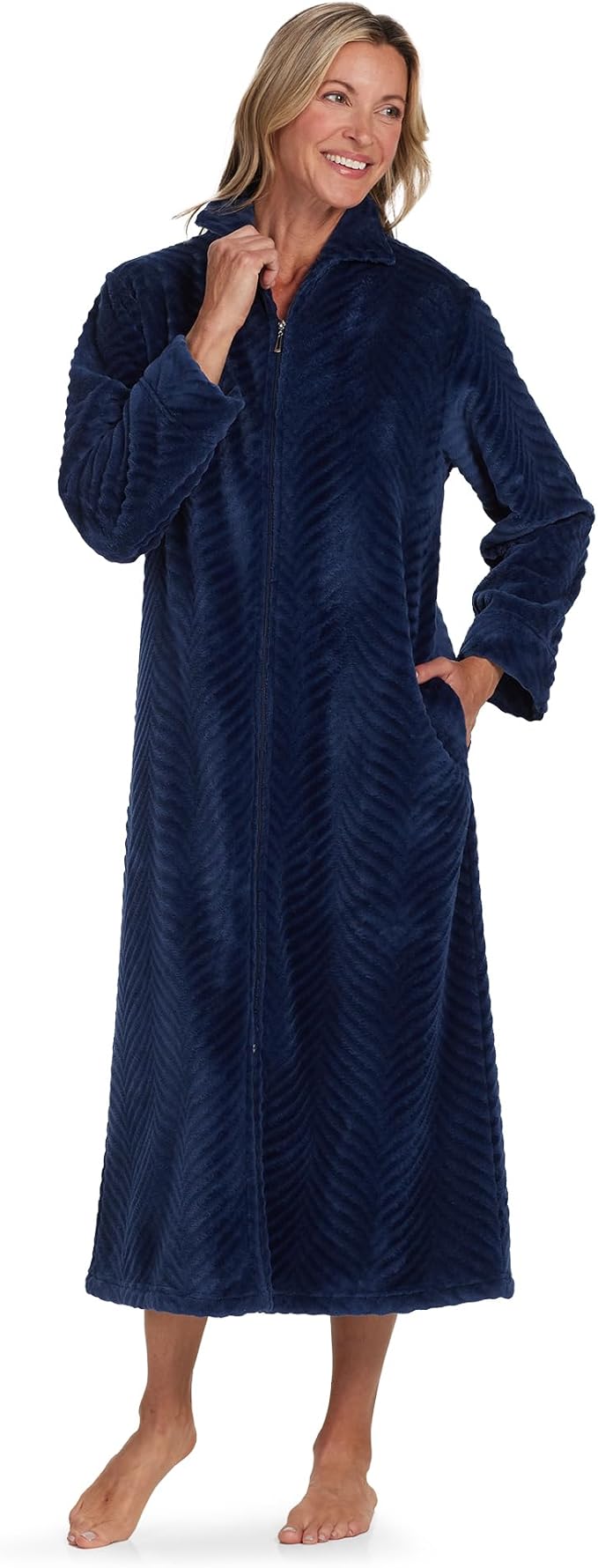 Amazon.com: Miss Elaine Women's Long Fleece Robe, Long Sleeves and ...