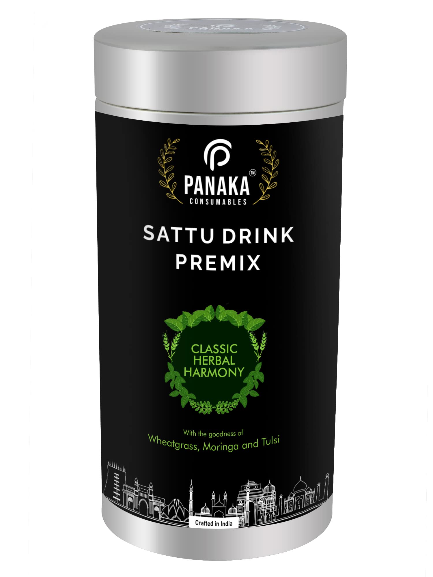 Buy Panaka Chana Sattu Drink Mix with Moringa, Wheatgrass & Tulsi ...