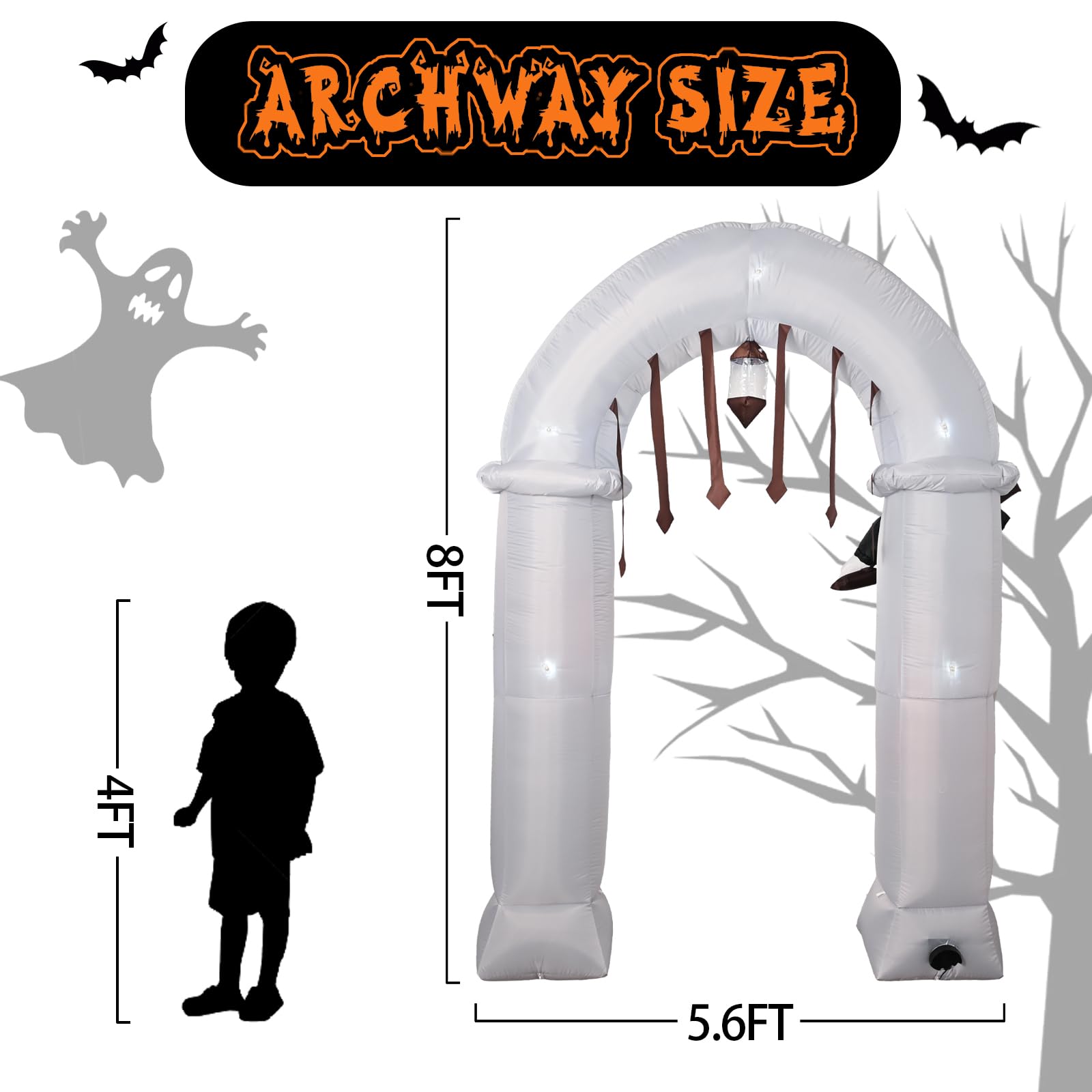 8 FT Halloween Inflatables Cemetery Archway with Scary Ghost and Build ...