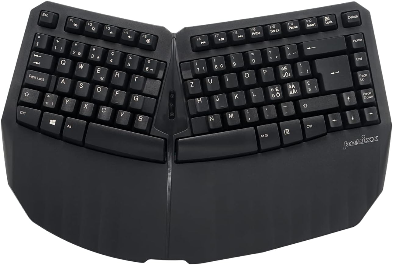 Perixx PERIBOARD-613B Tastiera ergonomica compatta senza fili con ...