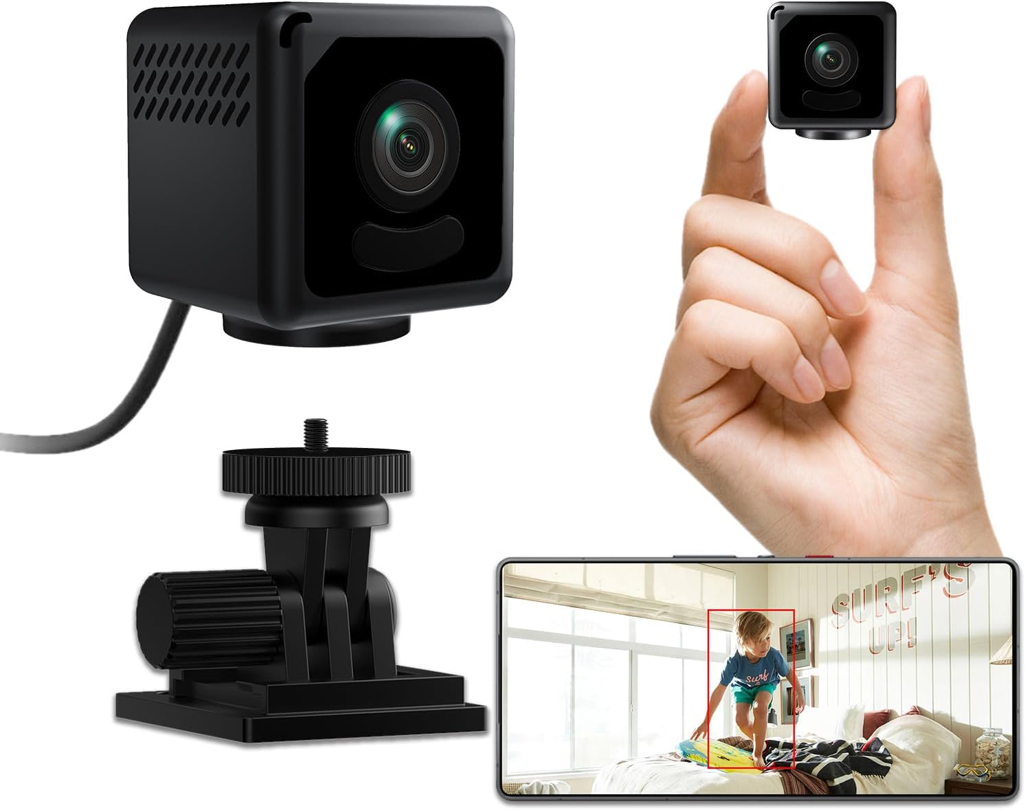 Amazon | 【180回転可能の多機能小型カメラ】 Hosiakly 小型防犯カメラ 見守りカメラ 超広角 赤外線暗視 1600mAh大容量 スマホ連動 動体検知 遠隔監視 角度調節可能 ...