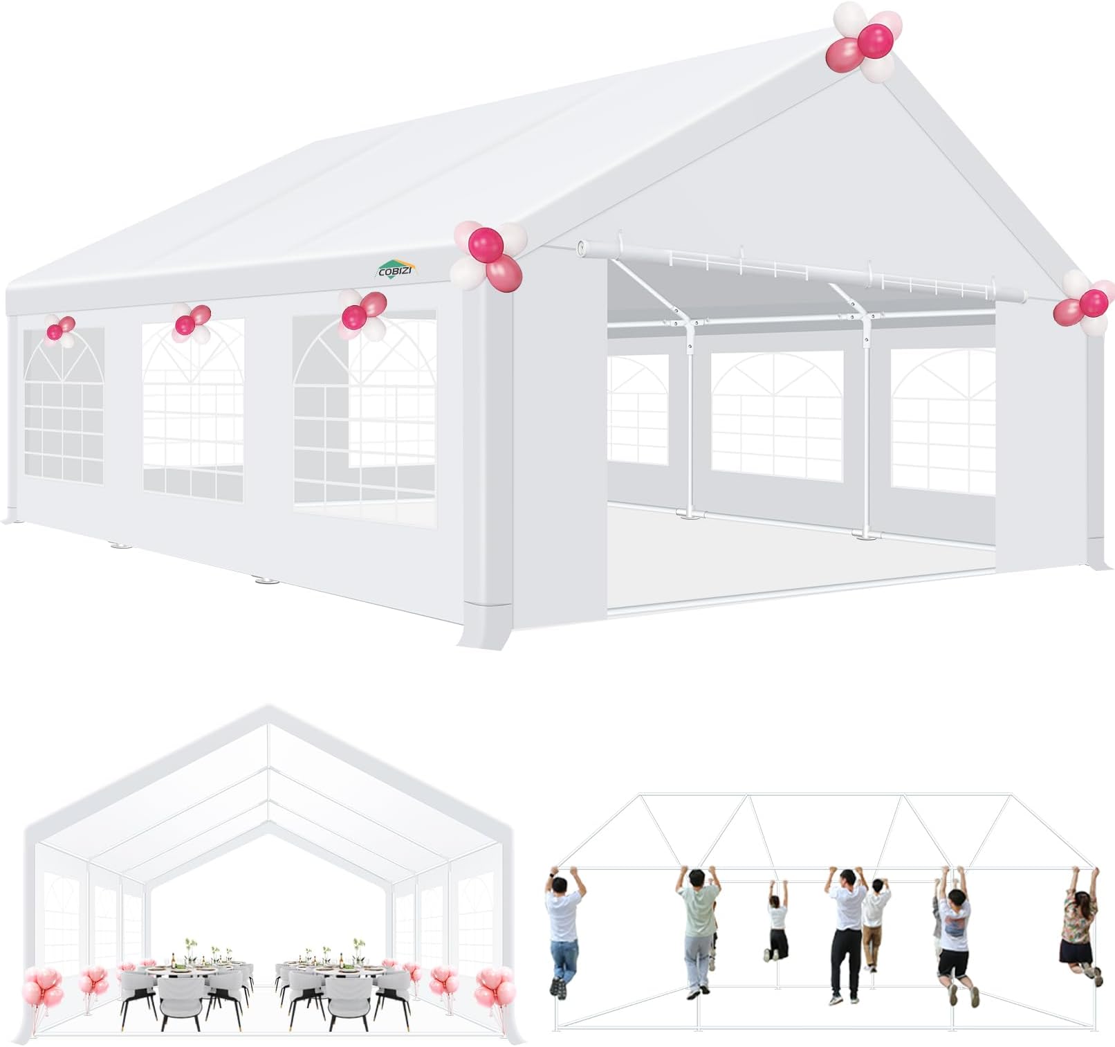 Amazon.com: COBIZI 20x20ft Party Tent Heavy Duty, Wedding Tent, Event ...