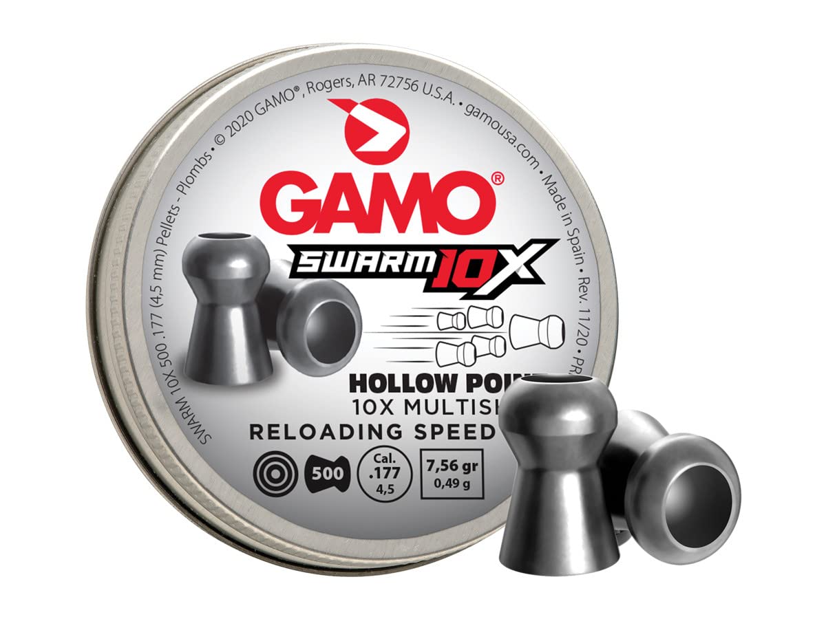 Gamo Swarm 10X Hollow Point Pellet .177 Cal. TIN of 500 New, Silver ...