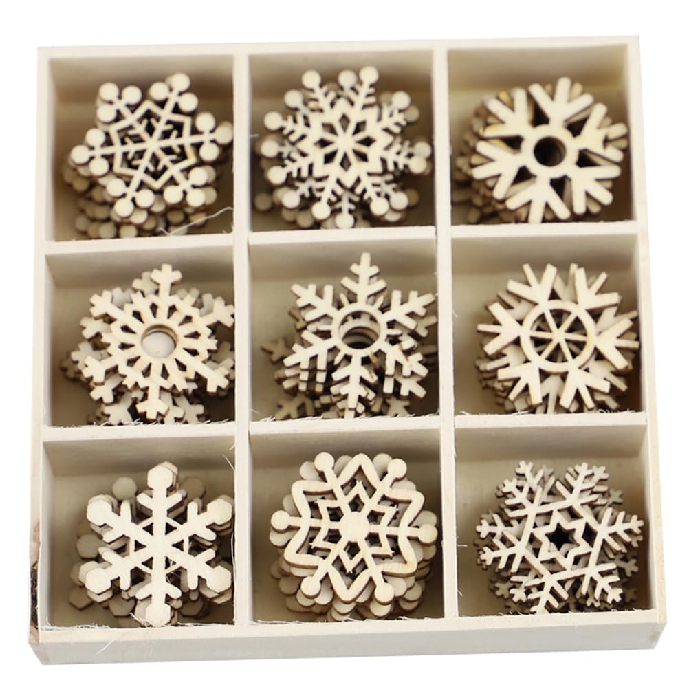 Amazon.com: 72 Pcs 1 Set Wooden Snowflake Ornaments Snowflake Cutouts ...