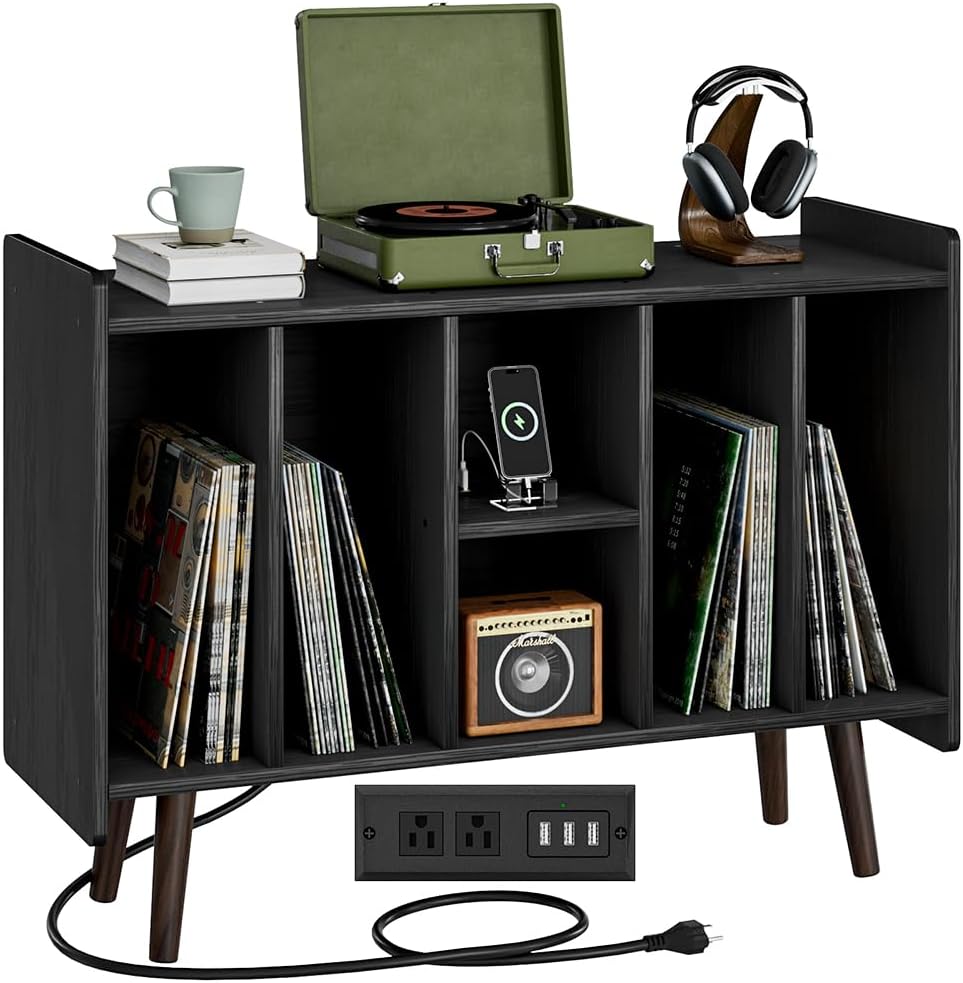Amazon.com: NUMENN Large Record Player Stand, Vinyl Record Storage ...