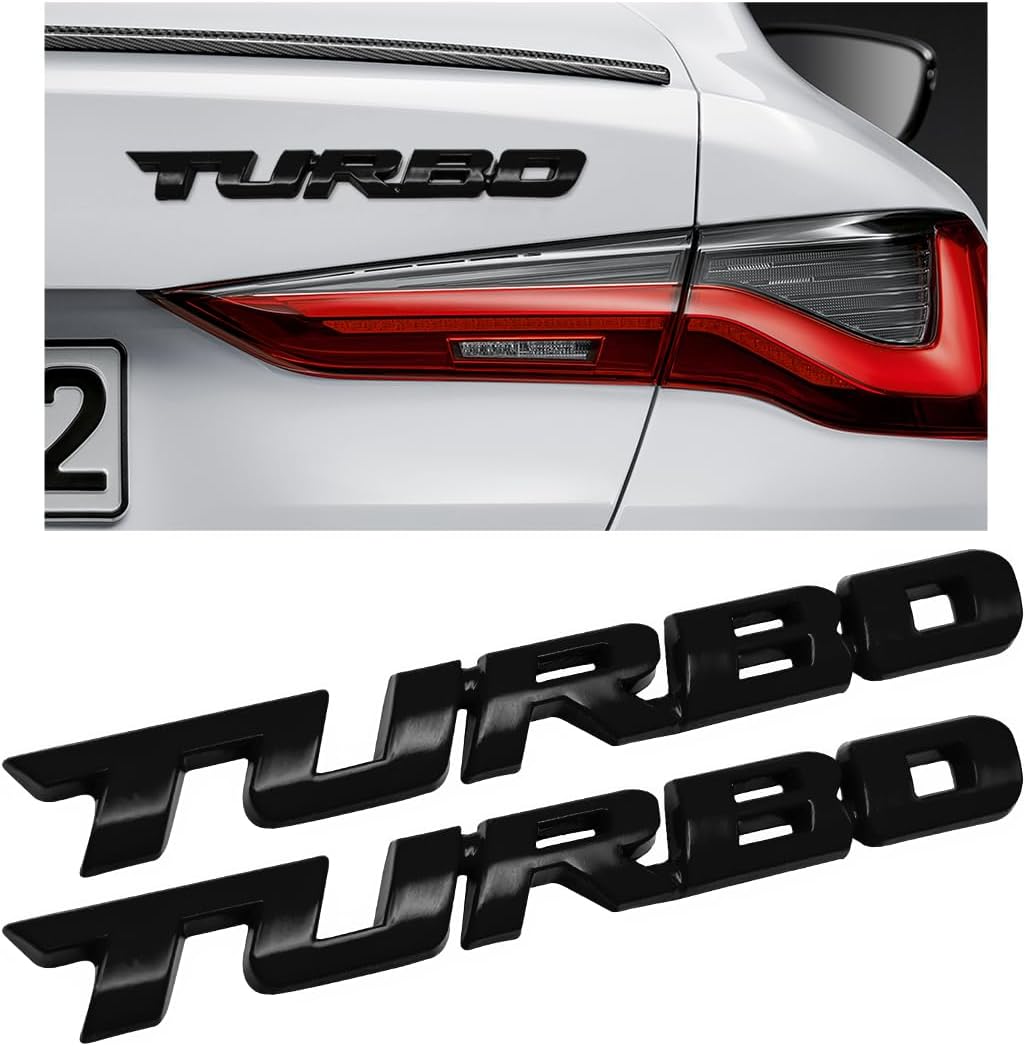 Amazon.com: Dickno 2PCS Turbo Car Emblem Decal, 3D Metal Fender Logo ...