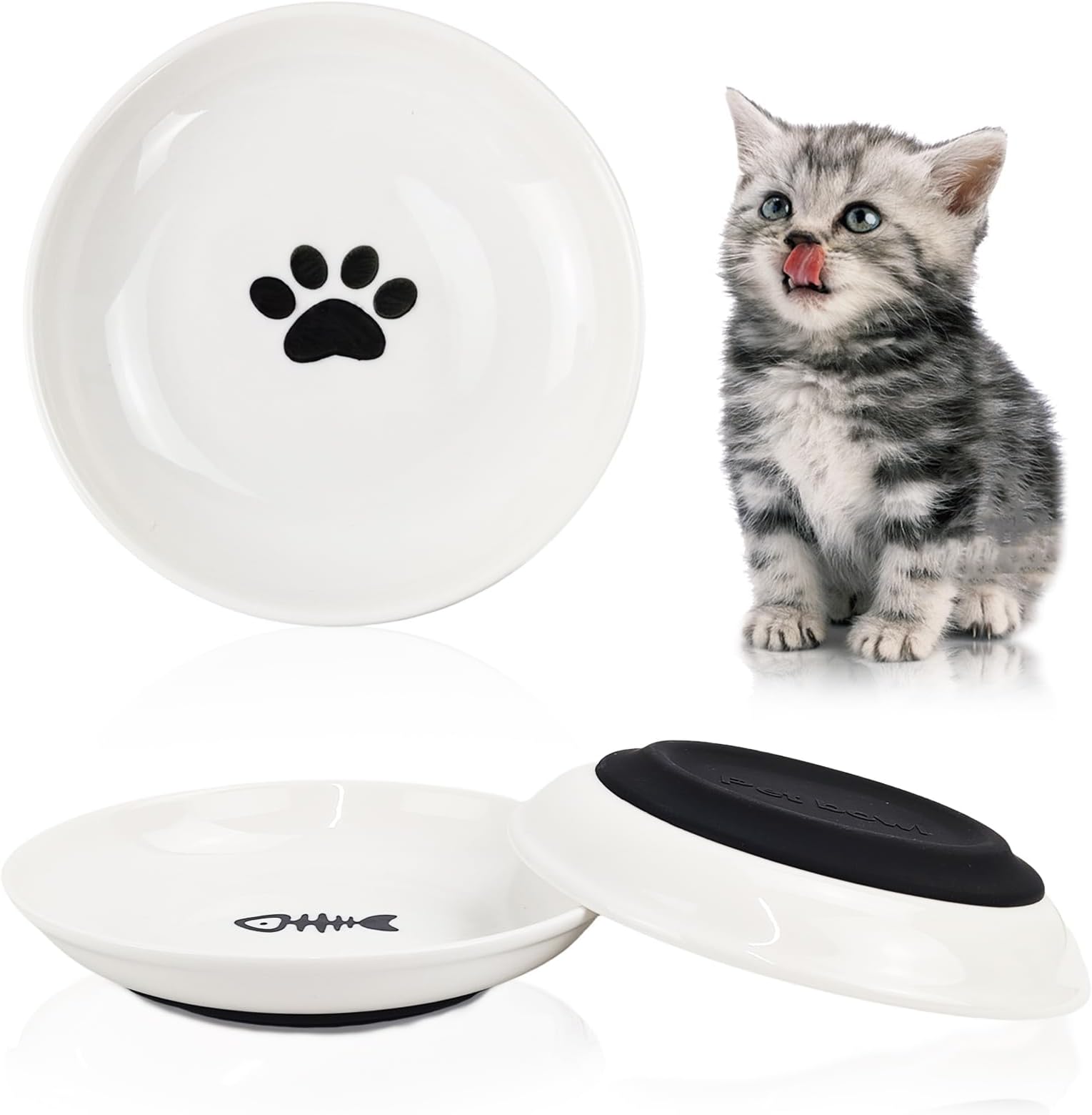 Amazon.com : CSD Cat Food Bowl (3 Pack) - Ceramic Cat Bowls with ...