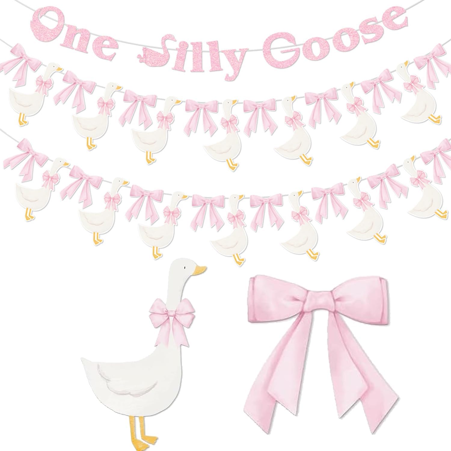 Amazon.com: 3 Set One Silly Goose Banner, One Silly Goose Birthday ...