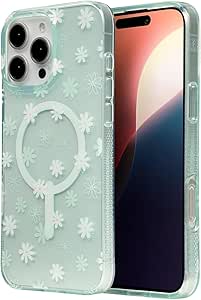 Amazon.com: ZAGG Milan Snap Case for iPhone 16 Pro Max - White Floral Design on Green ...