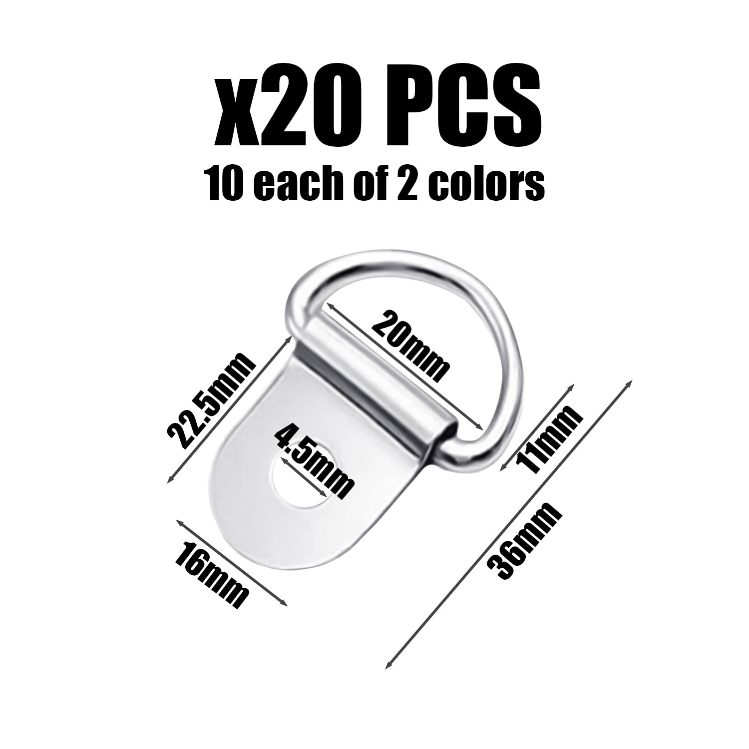 20 Pieces D-Shaped Pull Rings, Heavy Duty D Rings, Trailer Tie-Down ...