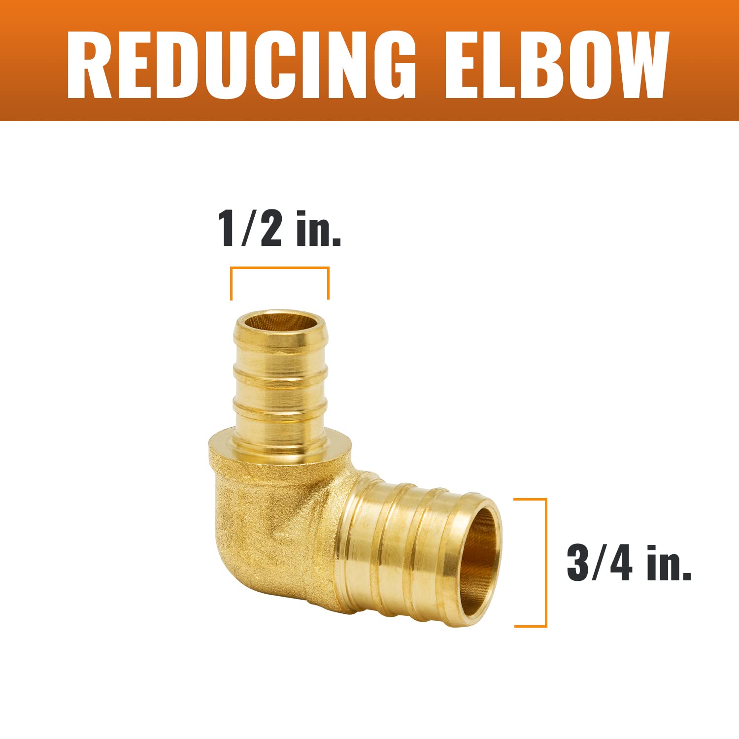 Snapklik.com : SUNGATOR 12-Pack PEX 3/4"x 1/2" PEX Reducing Elbow Brass ...