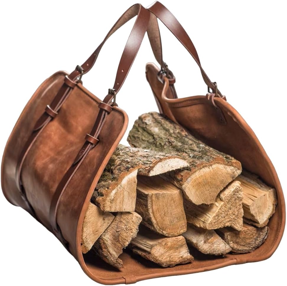Amazon.com: DarkRabbit Leather Firewood Carrier, Cabin Wood Log Carrier ...