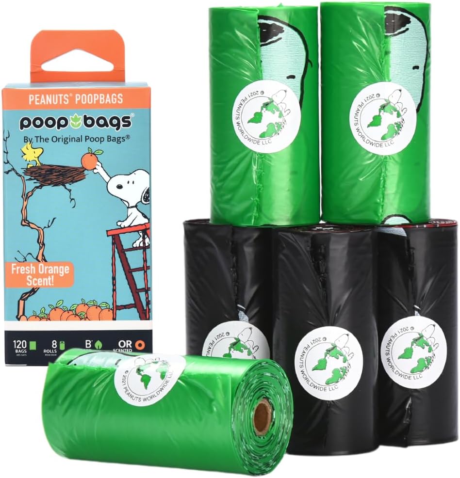 Amazon.com : The Original Poop Bags® Peanuts Dog Poop Bag Rolls, Orange ...