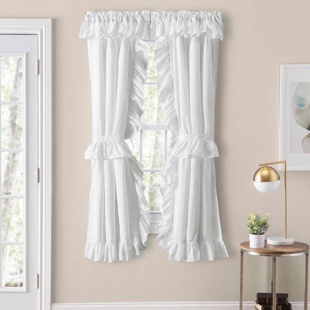 Amazon.com: Seibeh Tex Shabby Chic Double Layer Sheer Ruffled Priscilla ...
