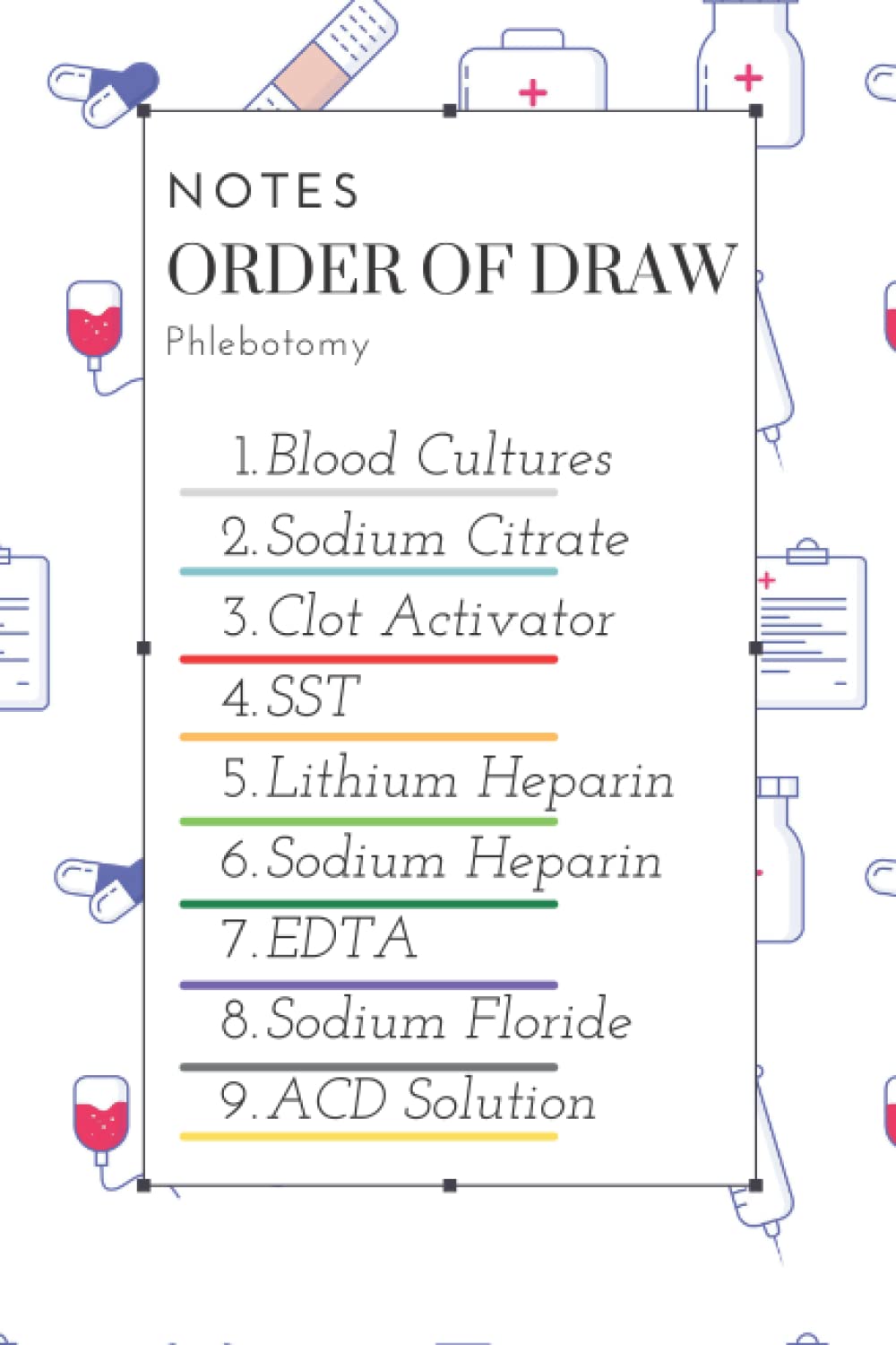 Notebook: Medical Nursing Print - Phlebotomy Order Of Draw Notebook ...
