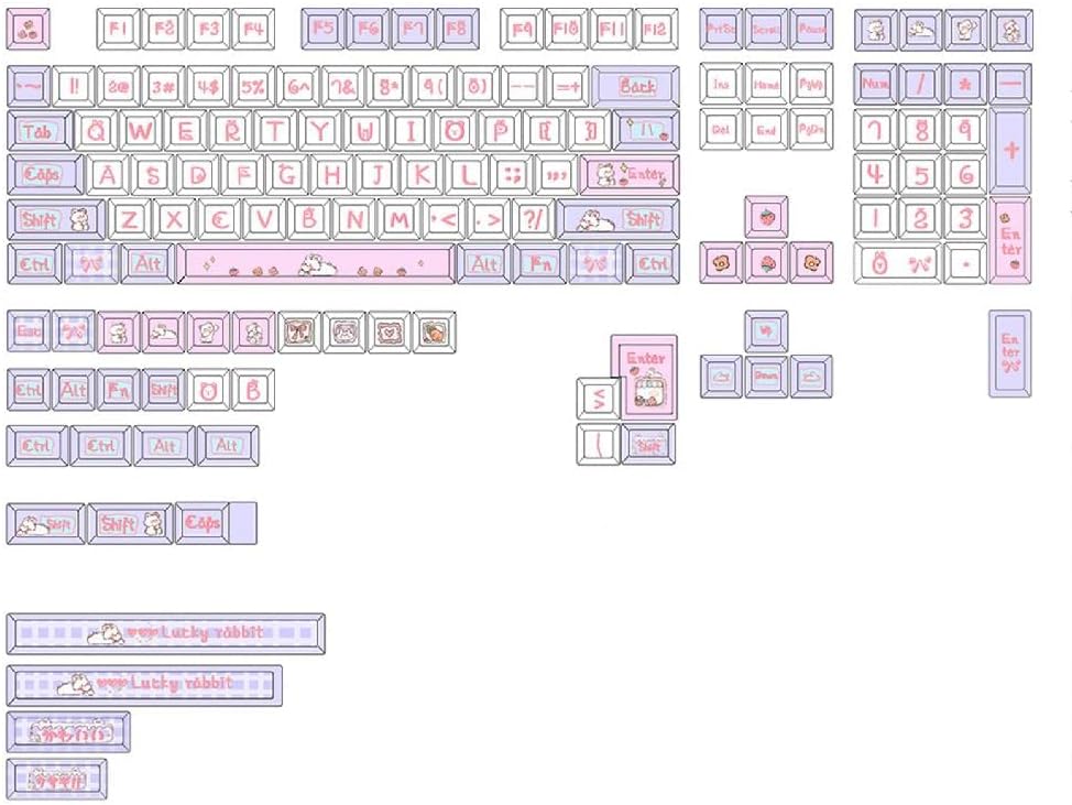 Amazon.com: Keycaps 144 Keys/Set XDA Profile Milk Rabbit Cartoon Theme ...